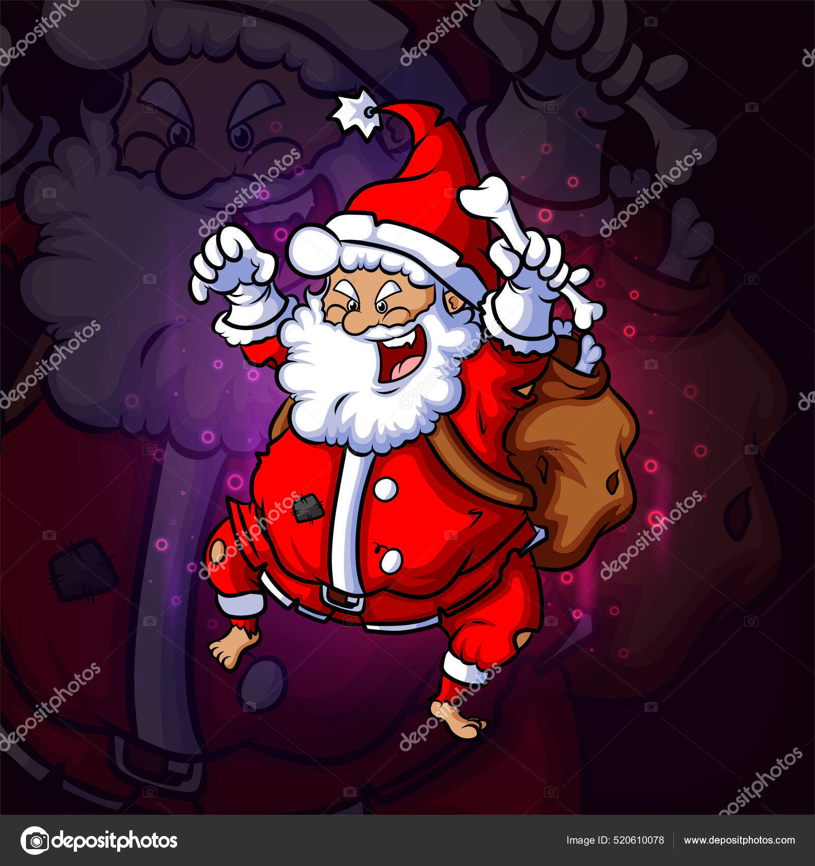 Crazy Santa Scary Costume Esport Mascot Design Illustration Stock Vector Image By