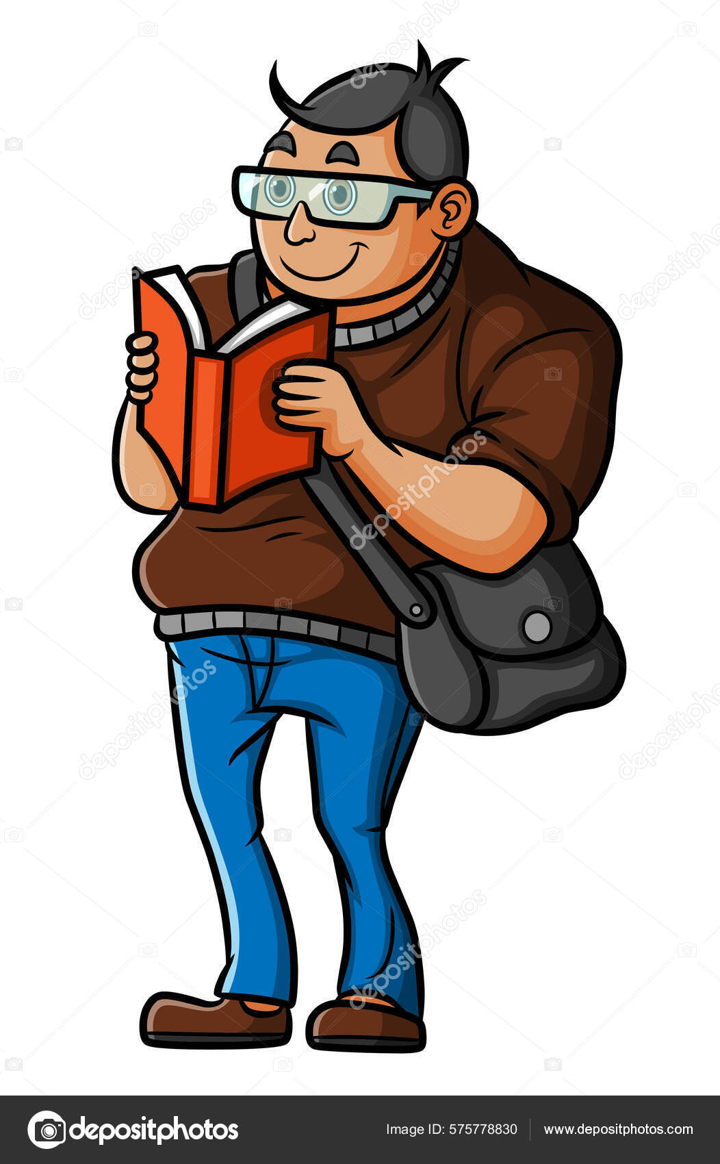 Young Man Standing Reading Book Illustration Stock Vector by ©21studiodesign2020@gmail.com 575778830