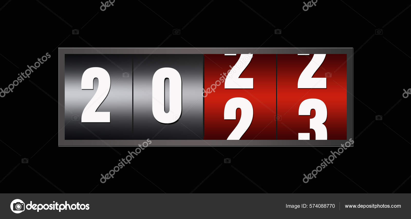 2022 2023 Countdown Timer Isolated Black Background Happy New Year ...