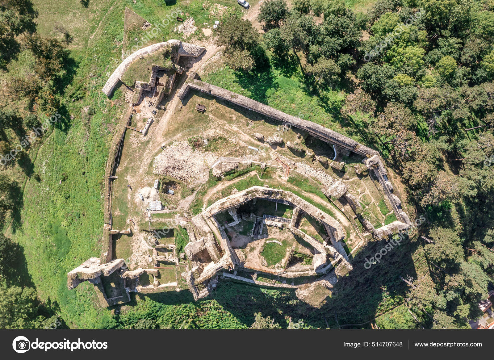 Aerial Top View Divin Castle Medieval Partially Restored Castle Ruin ...