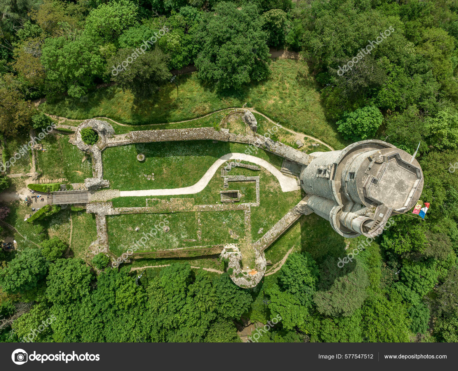 Aerial Top Ground Plan View Montlhery Castle Paris France Donjon Stock ...
