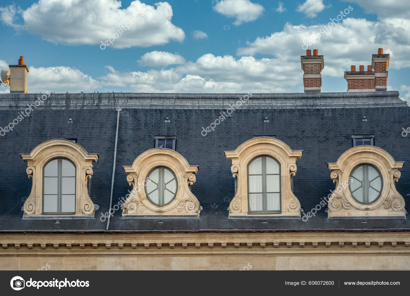 Parisian French Dormer Roof Classic Oval Frame Windows Built Structure ...