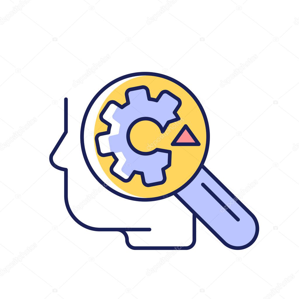 Reconociendo debilidades Icono de color RGB. Comprender y aceptar las ...