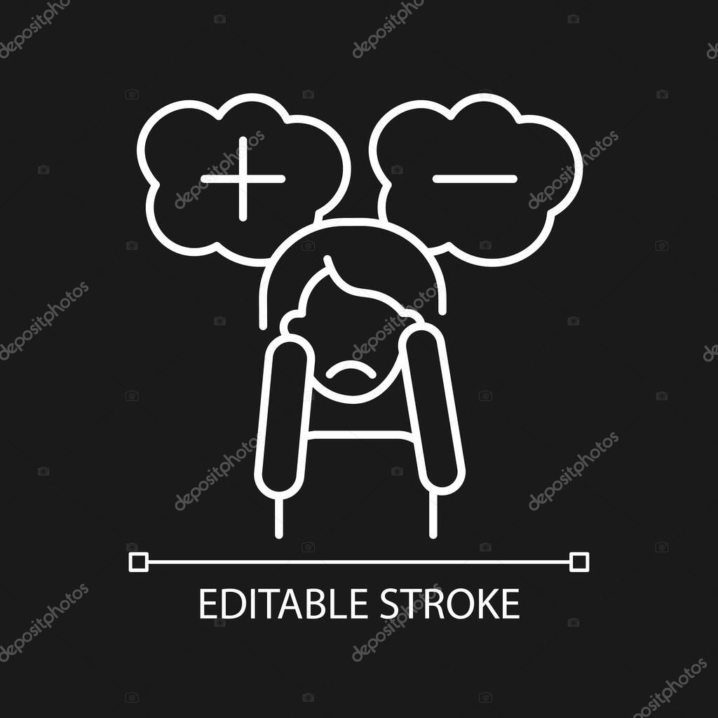 Consternación y perplejidad icono lineal blanco para el tema oscuro ...