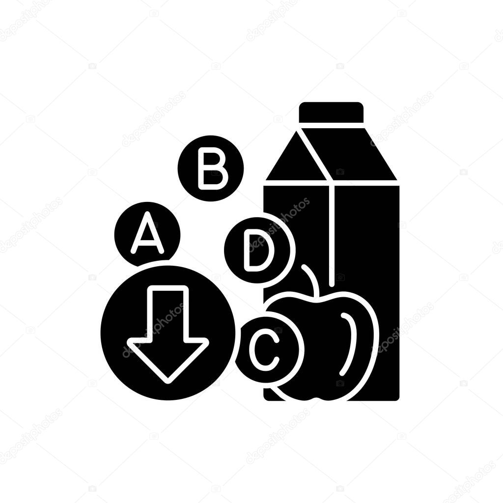 Icono de glifo negro con deficiencia de vitamina. Falta de nutrientes ...