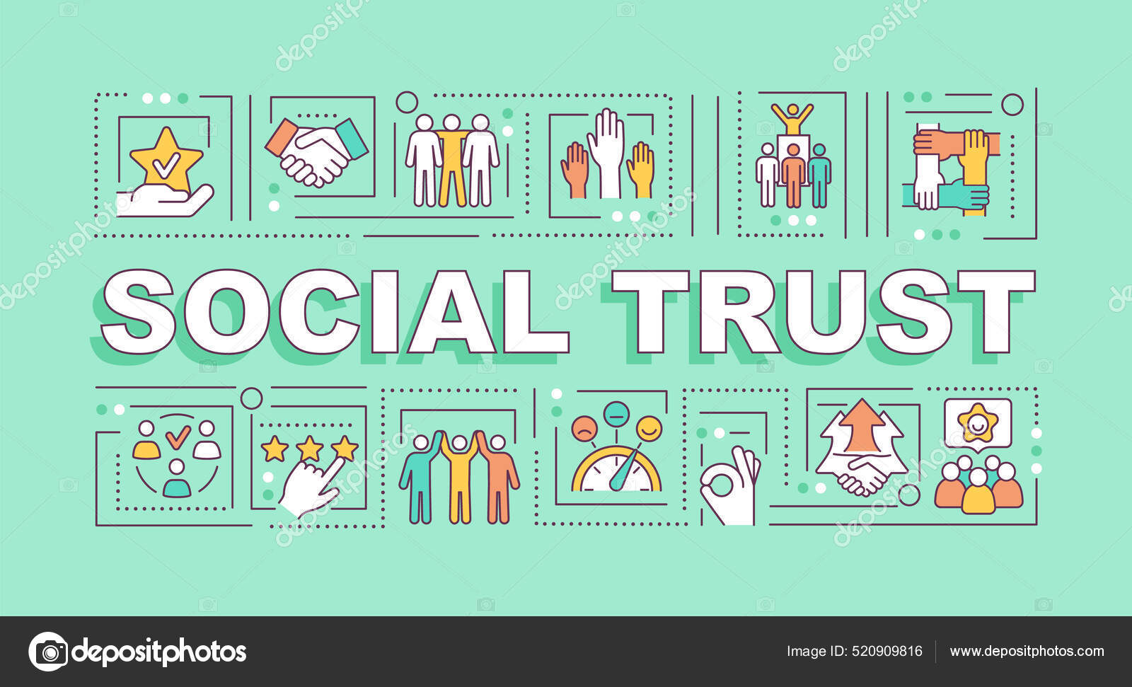 Social Trust Word Concepts Banner Community Relationship Infographics ...