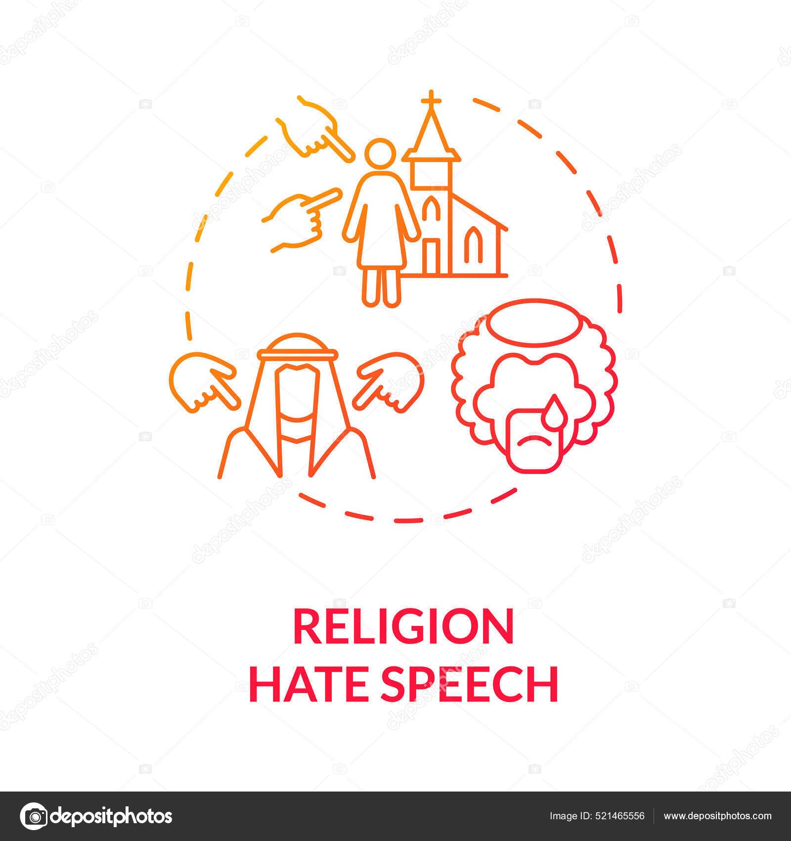 Religion Hate Speech Red Gradient Concept Icon Religious Insults ...