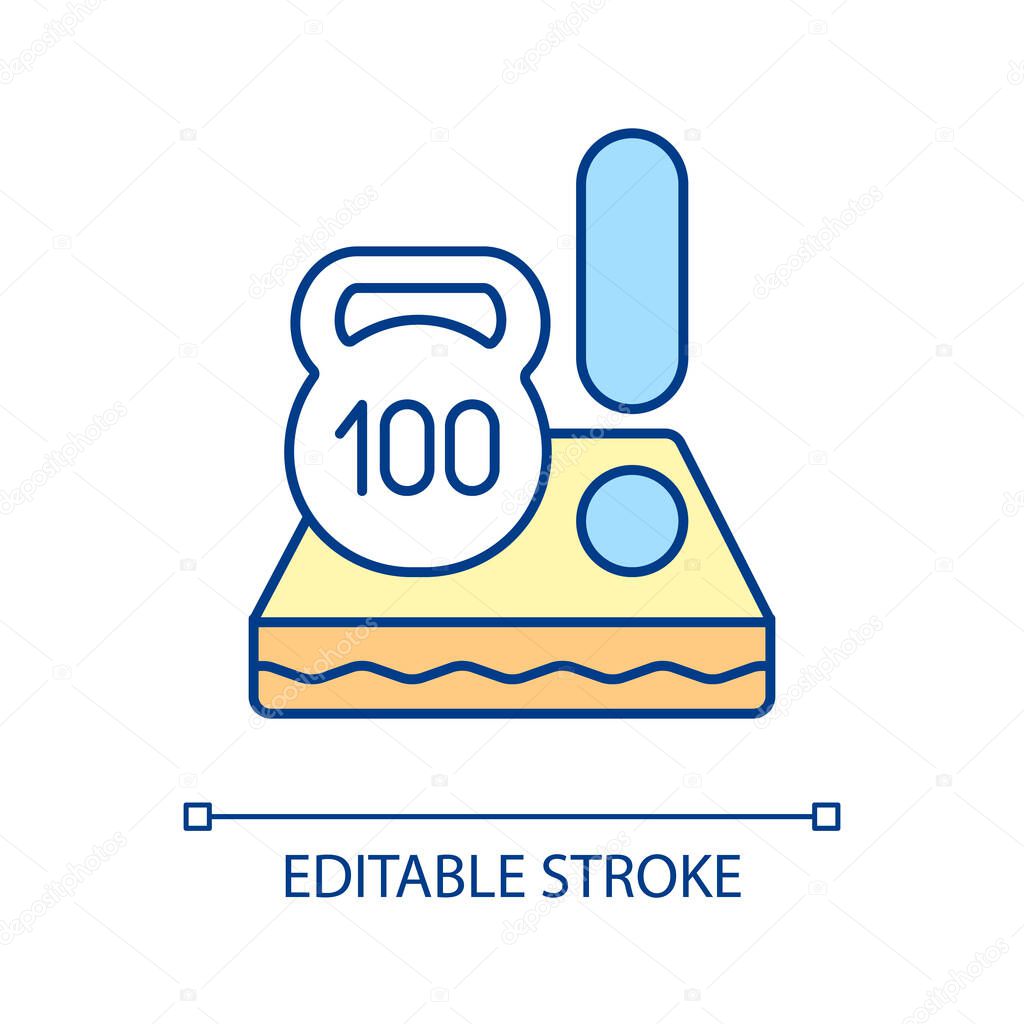 Peso máximo icono de color RGB. Límite de peso del colchón. Muebles ...