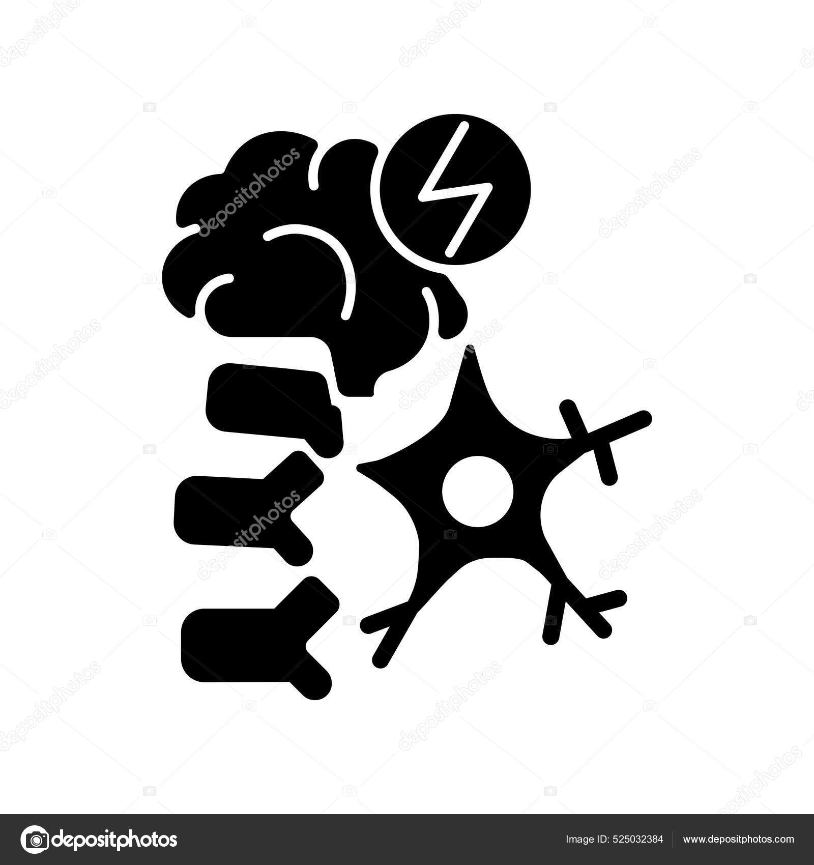 Neuromuscular Black Glyph Icon Brain Nerve Damage Muscle Problems ...