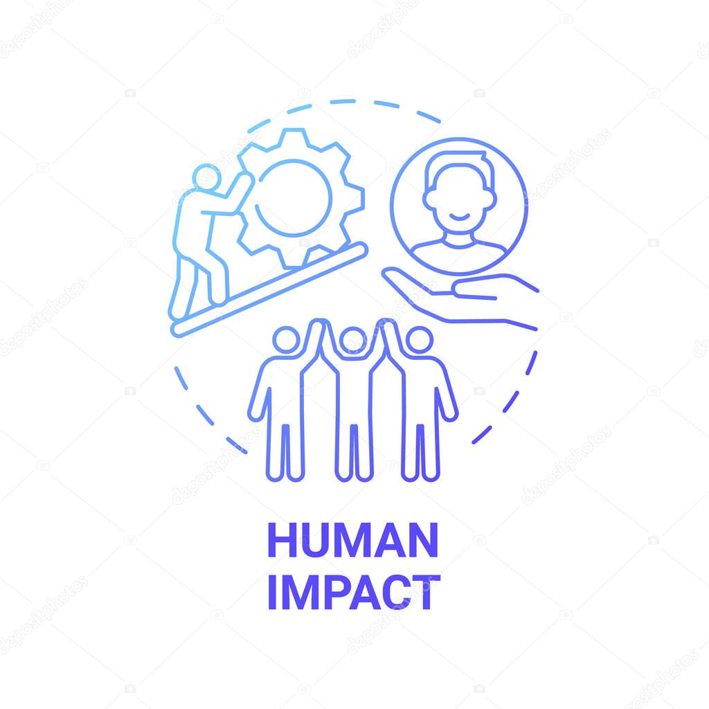 Icono de concepto de gradiente azul de impacto humano. Idea abstracta ...