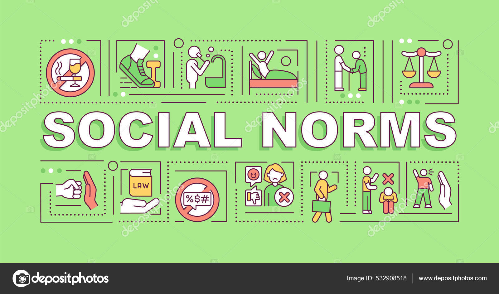 Normas Sociales Palabras Conceptos Banner Reglas Cultura Comunitaria ...