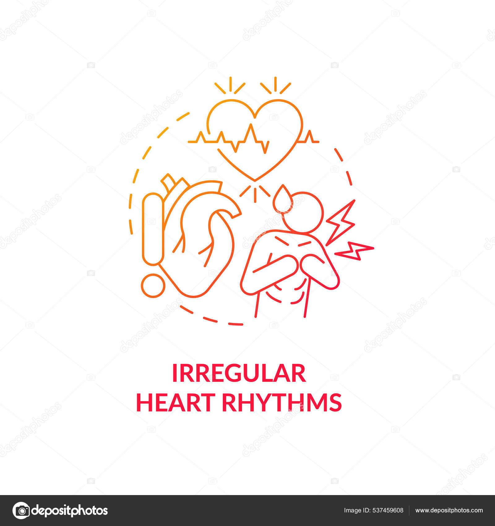 Irregular Heart Rhythms Red Gradient Concept Icon Slow Heartbeat ...