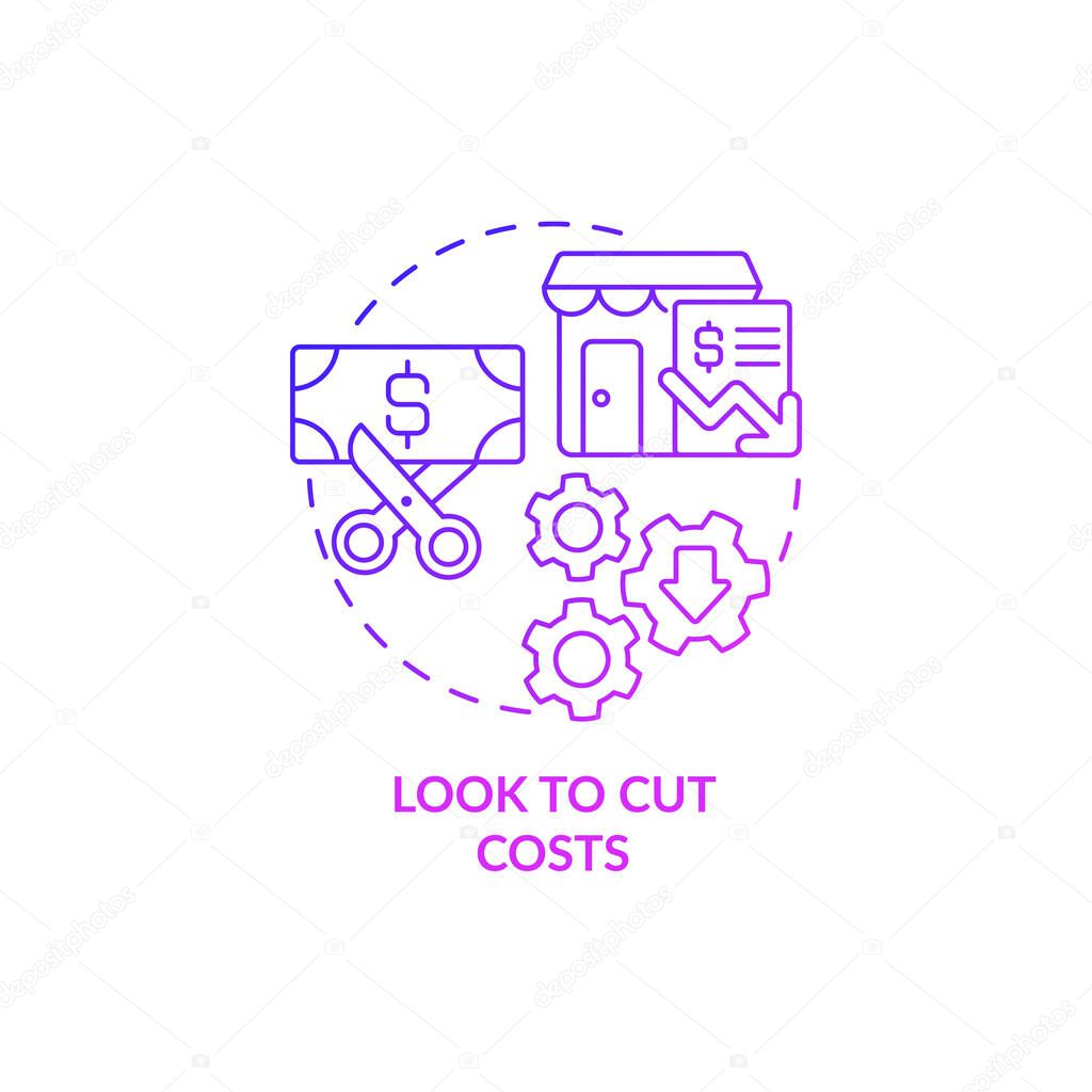 Look to cut costs purple gradient concept icon. Budgeting for small ... Look to cut costs purple gradient concept icon. Budgeting for small ...