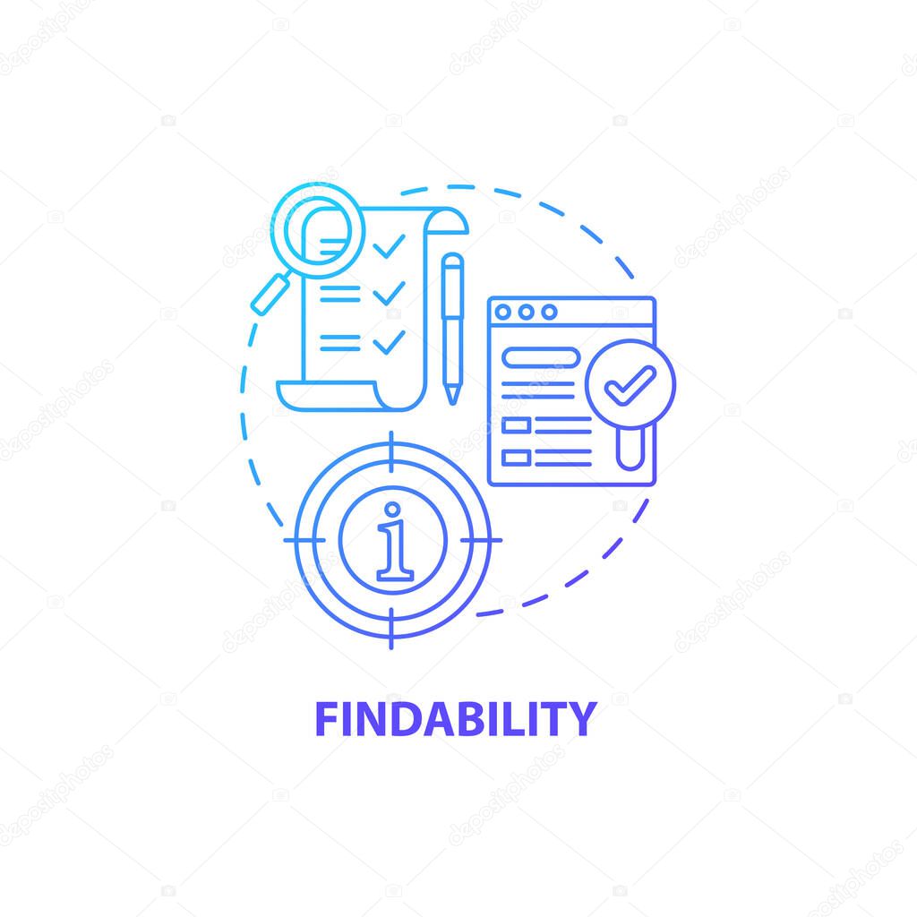 Icono del concepto de hallabilidad del producto. Principio UX idea abstracta ilustración de ...
