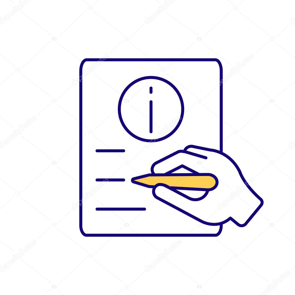 Escribe en papel el icono de color RGB. Rellene el formulario escrito ...