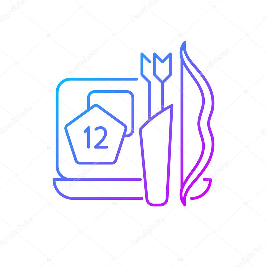 Juego de rol gradiente vector lineal icono. Usuarios jugando papeles de ...