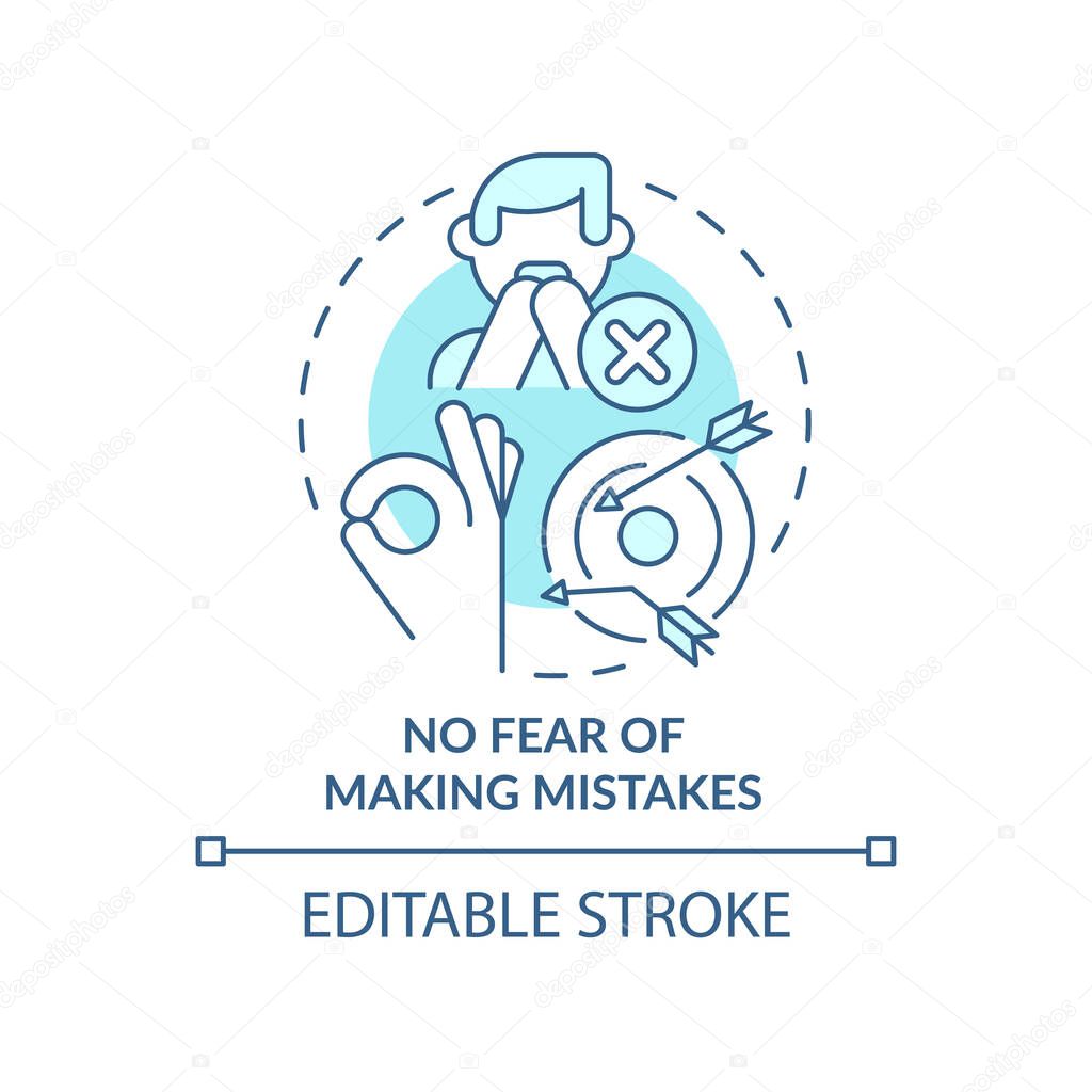 No hay miedo de cometer errores icono concepto de turquesa. Superar el ...