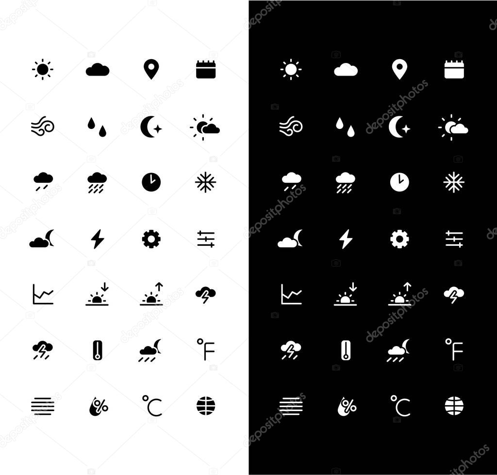 Los iconos del glifo meteorológico configurados para el modo noche y ...