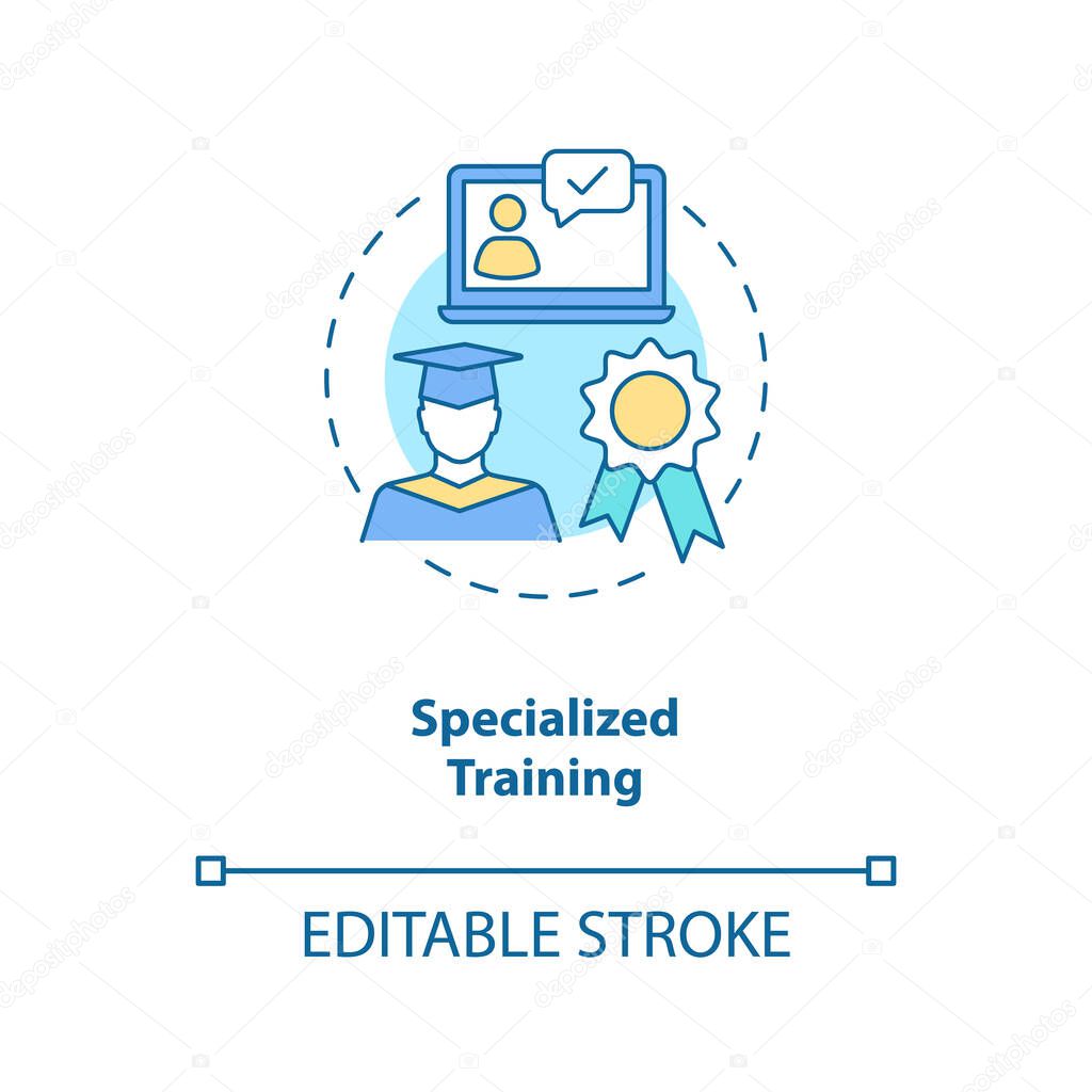 Icono de concepto de formación especializada. Curso en línea, educación ...