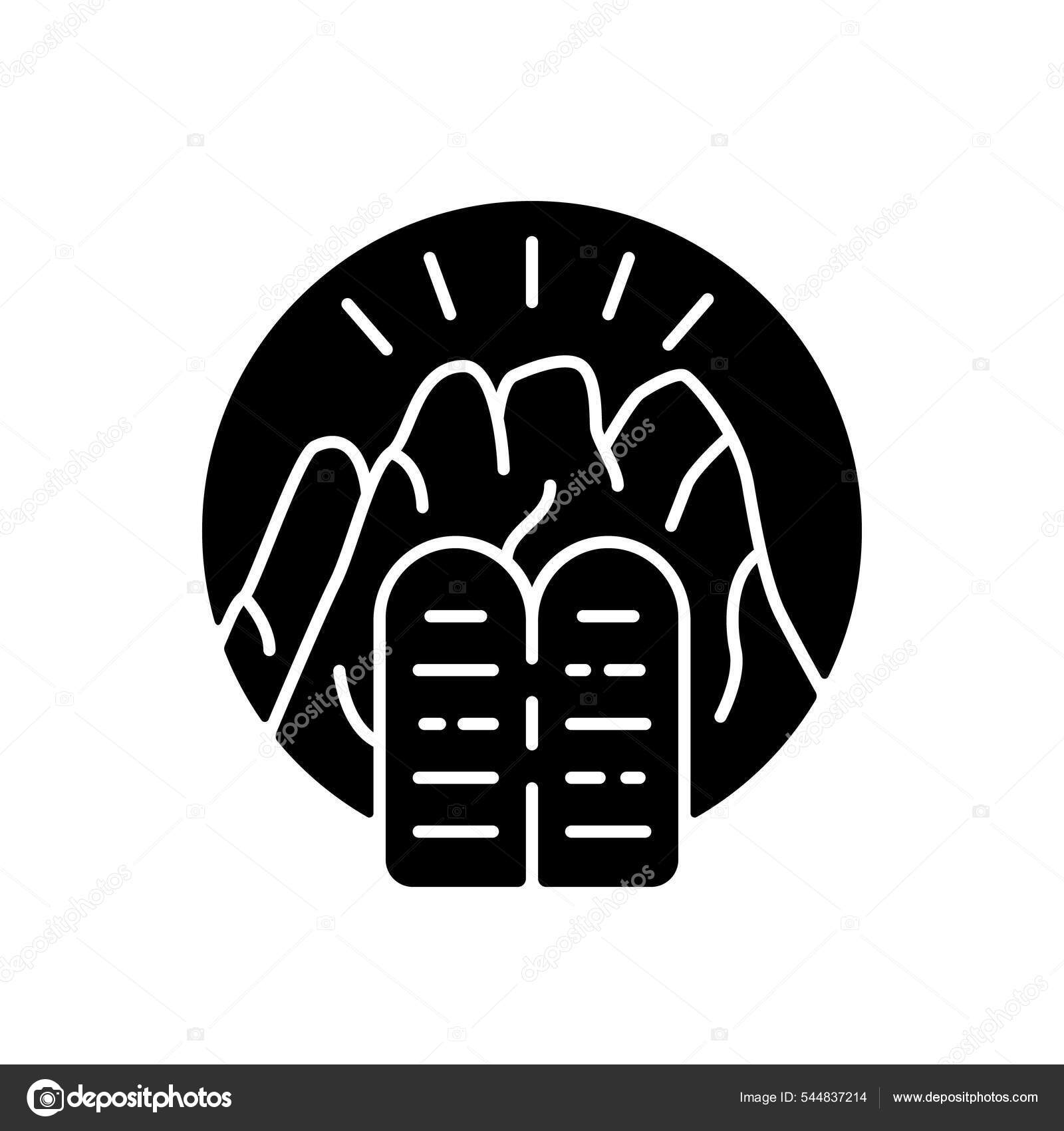Stone Tablets Black Glyph Icon Receiving Ten Commandments Mount Sinai ...