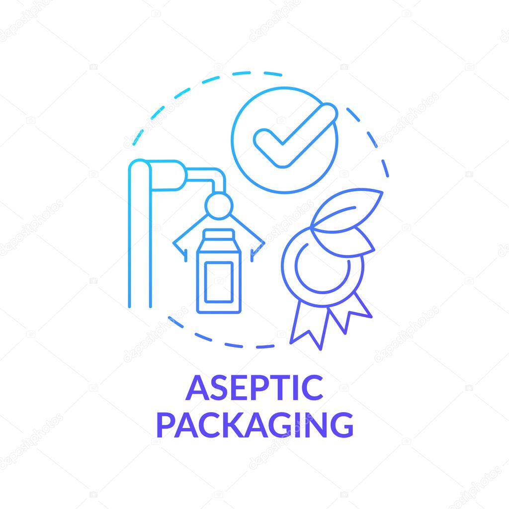 Embalaje aséptico icono concepto gradiente azul. Producto libre de ...