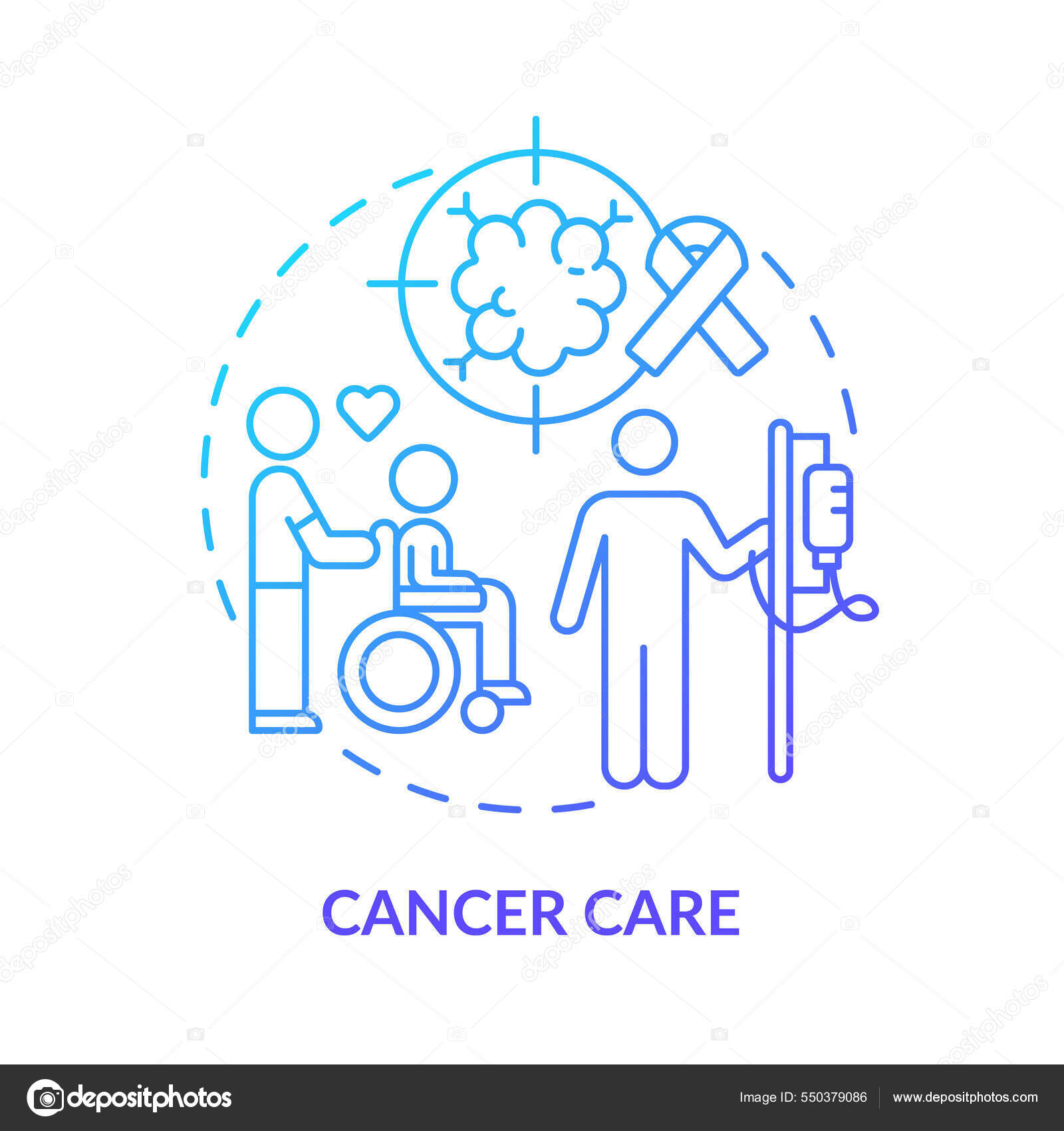 Cancer Care Blue Gradient Concept Icon Oncological Disease Treatment ...
