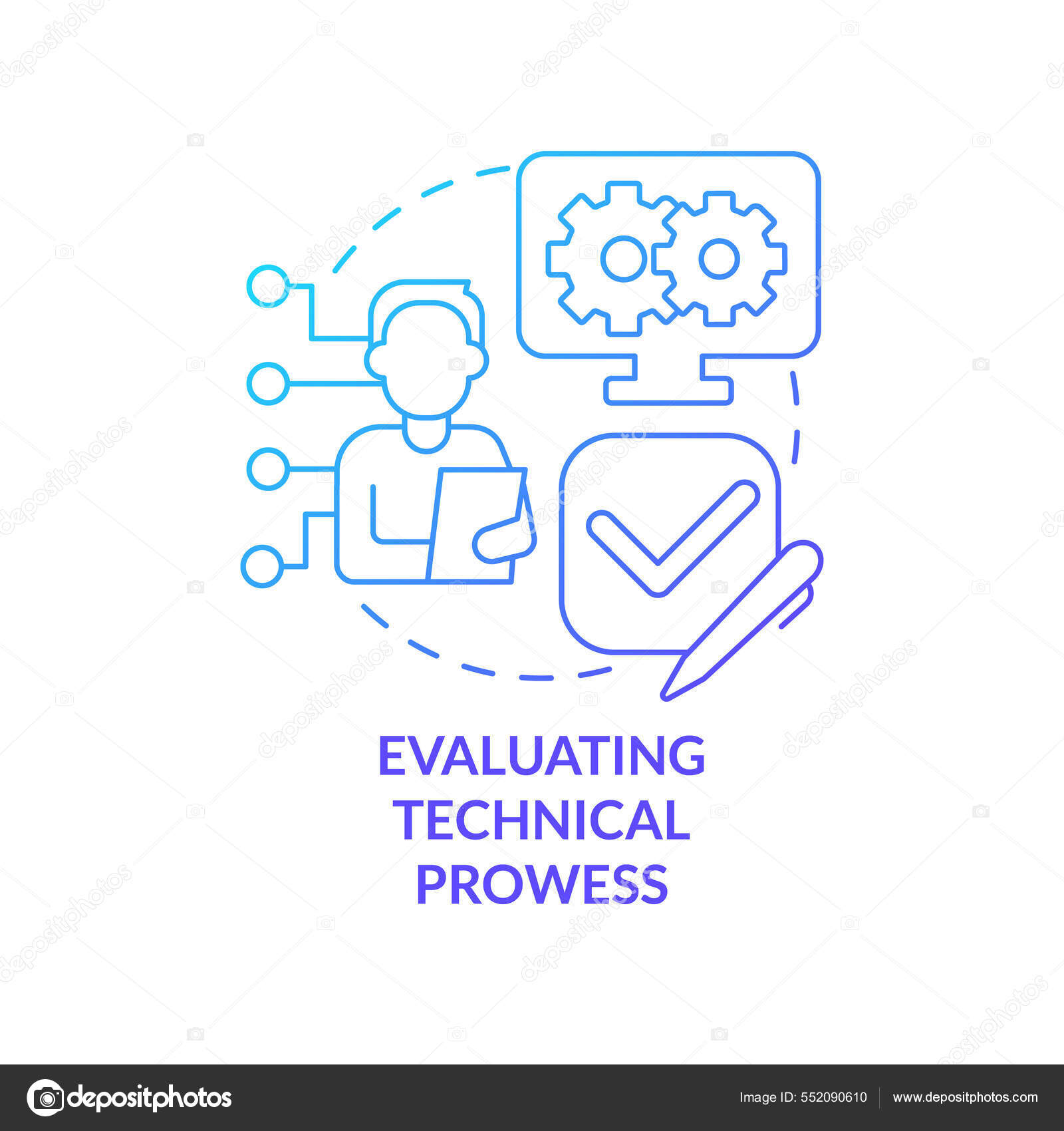 Evaluating Technical Prowess Blue Gradient Concept Icon Employment ...