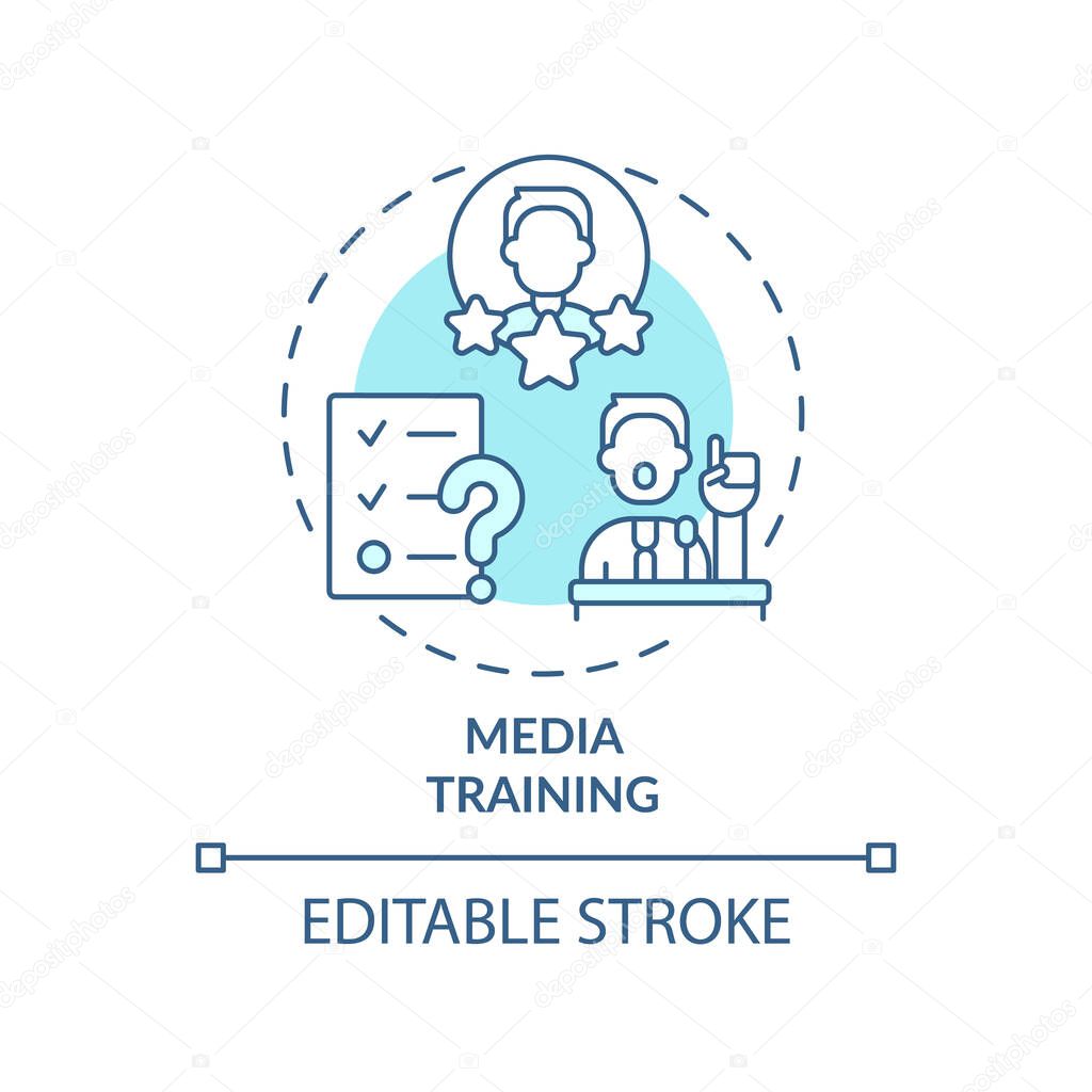 Icono de concepto de turquesa de entrenamiento de medios. Proceso de ...