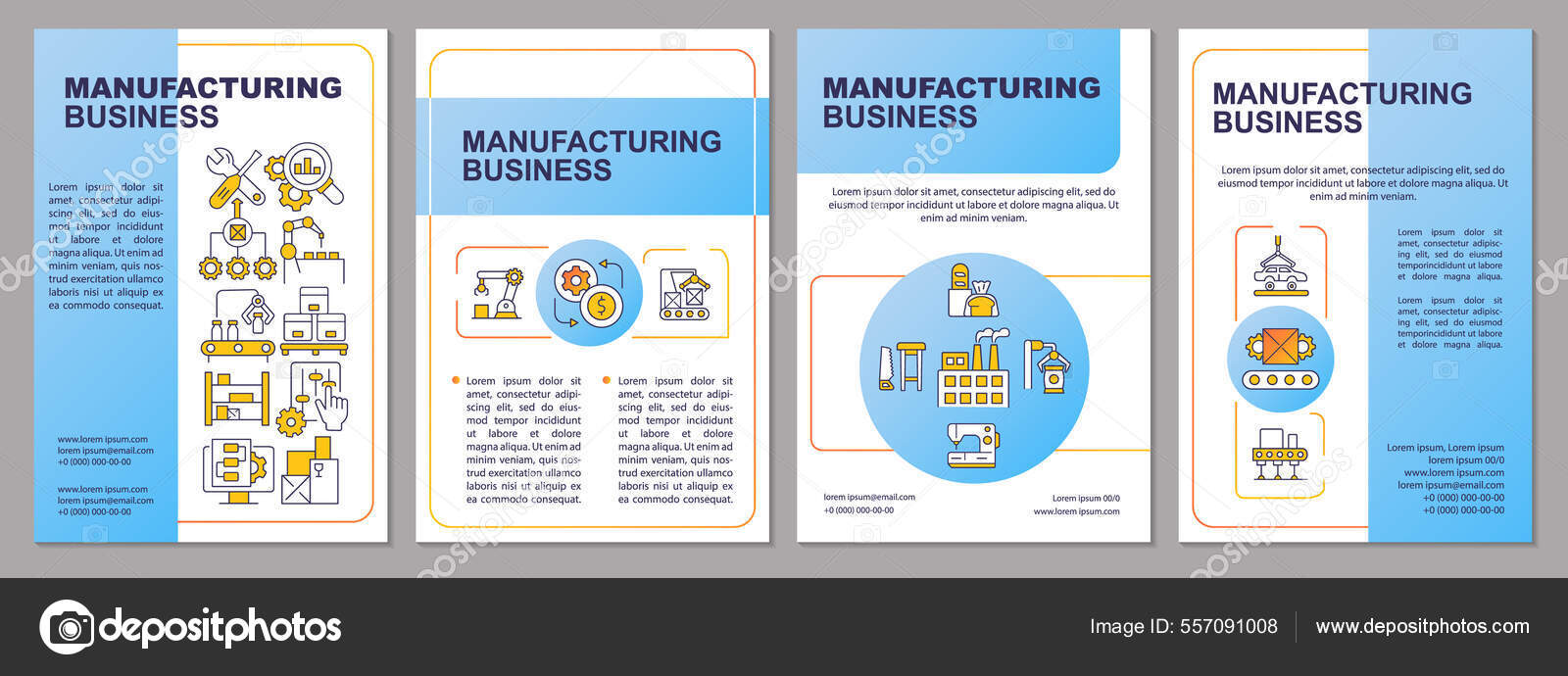 Manufacturing Business Blue Brochure Template Production Goods Leaflet ...
