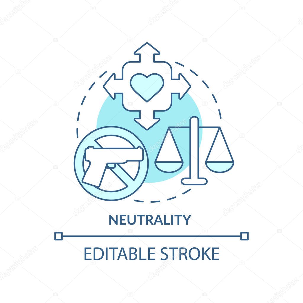 Icono de concepto turquesa de neutralidad. Ayuda exterior idea ...
