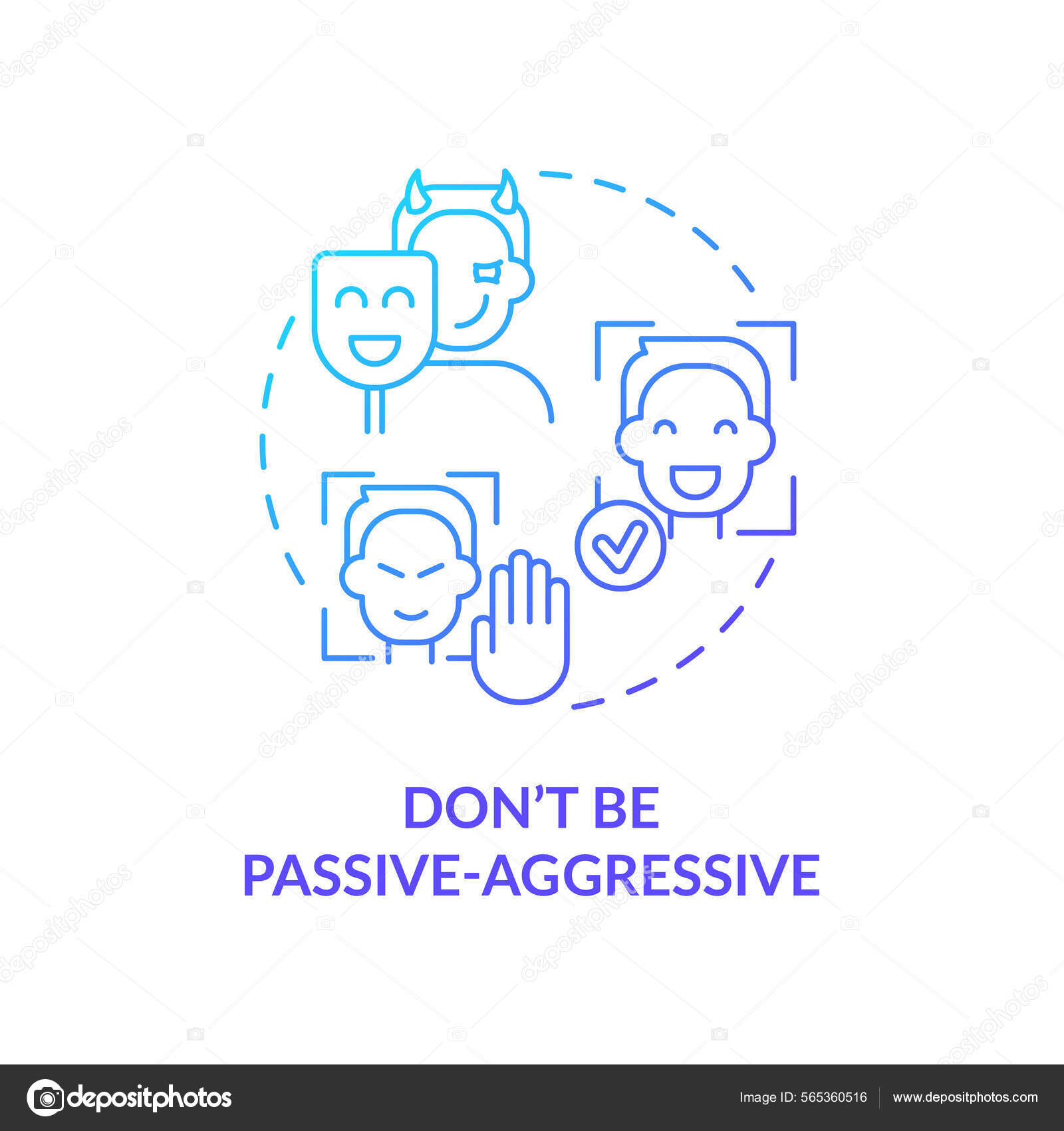 Dont be passive-aggressive blue gradient concept icon Stock Vector ...
