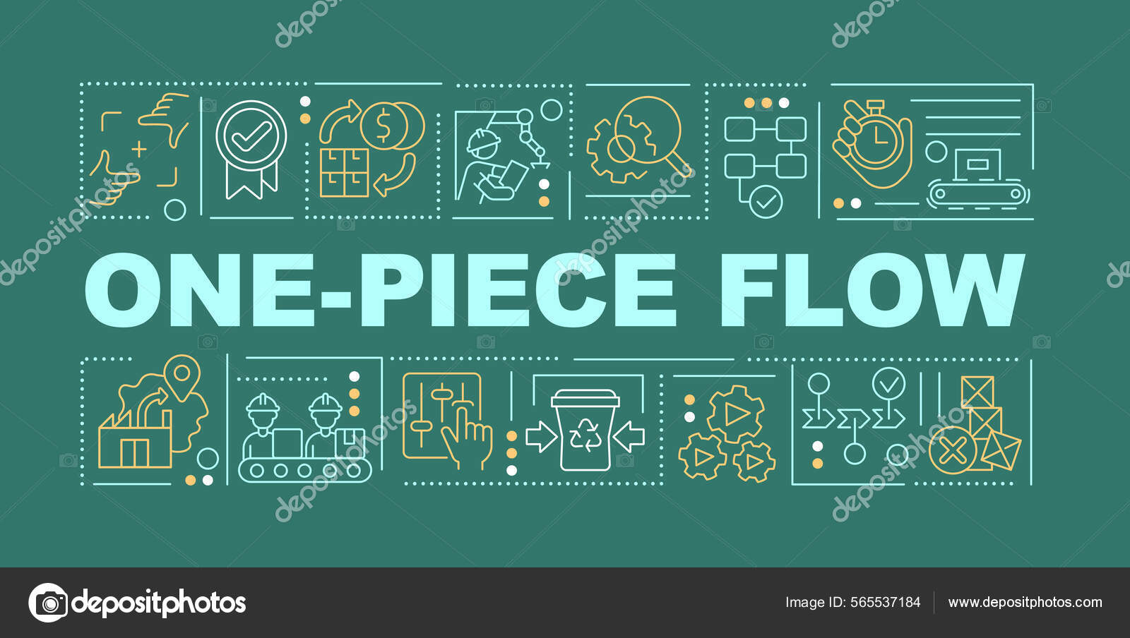 One piece flow word concepts dark green banner Stock Vector Image by ...