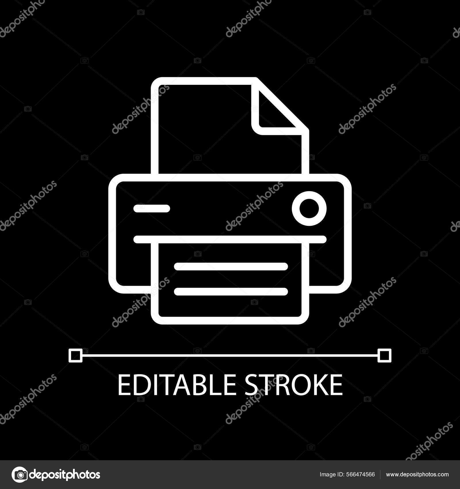 Printer pixel perfect white linear icon for dark theme Stock Vector ...