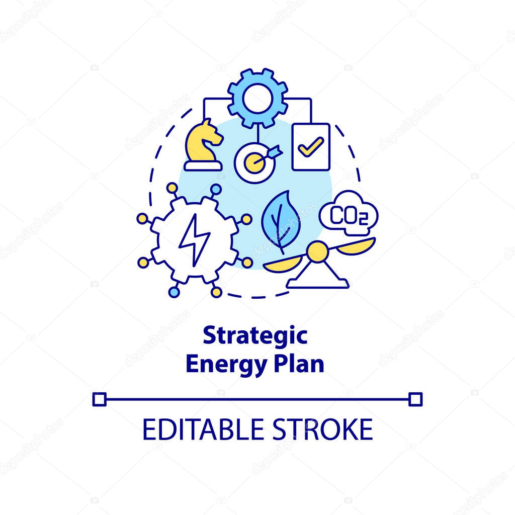 Strategic energy plan concept icon. Building energy strategy abstract idea thin line ...