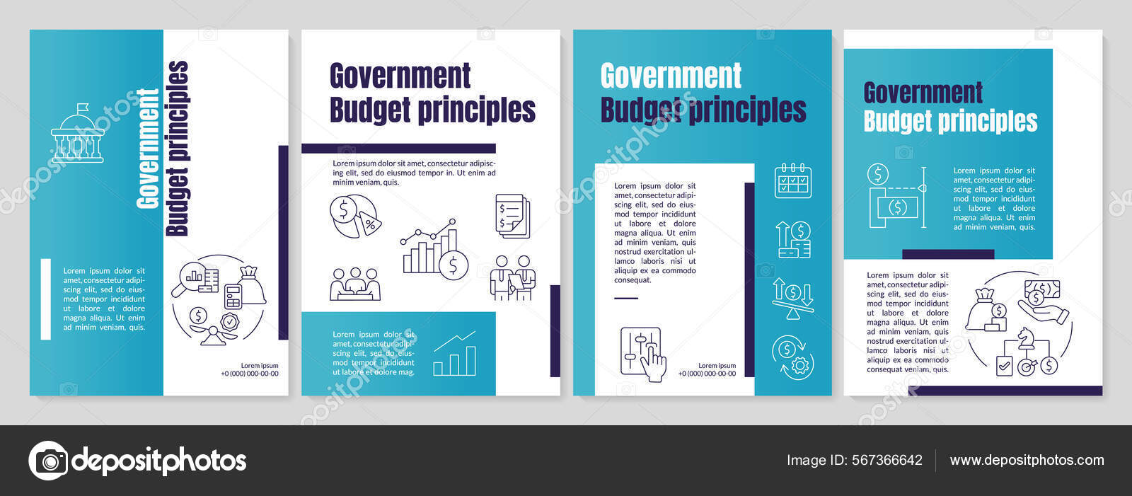 Government Budget Principles Blue Brochure Template Finance Allocation ...
