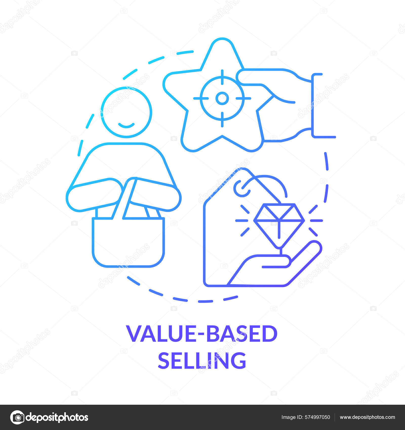 Value Based Selling Blue Gradient Concept Icon Sales Trend Abstract ...