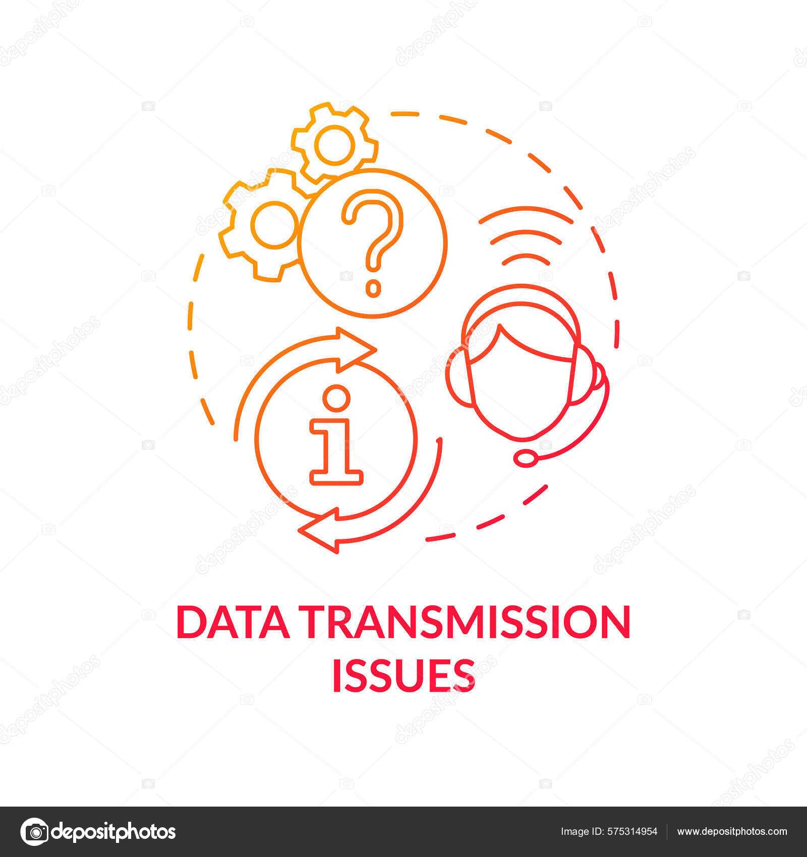 Data Transmission Issues Red Gradient Concept Icon Information Support ...