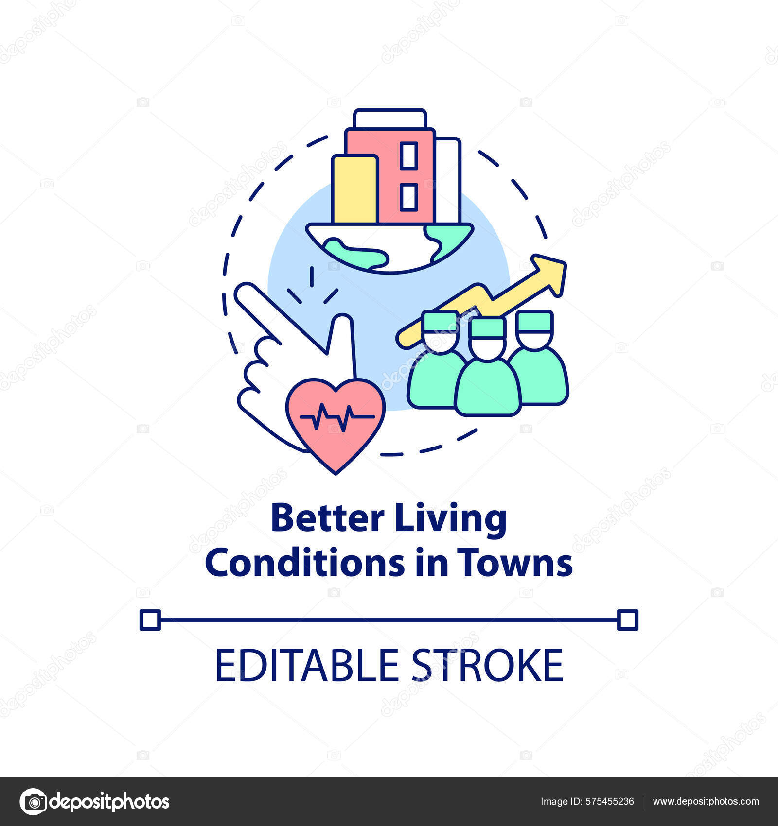 Mejores Condiciones Vida Las Ciudades Icono Concepto Mejorar Acceso ...