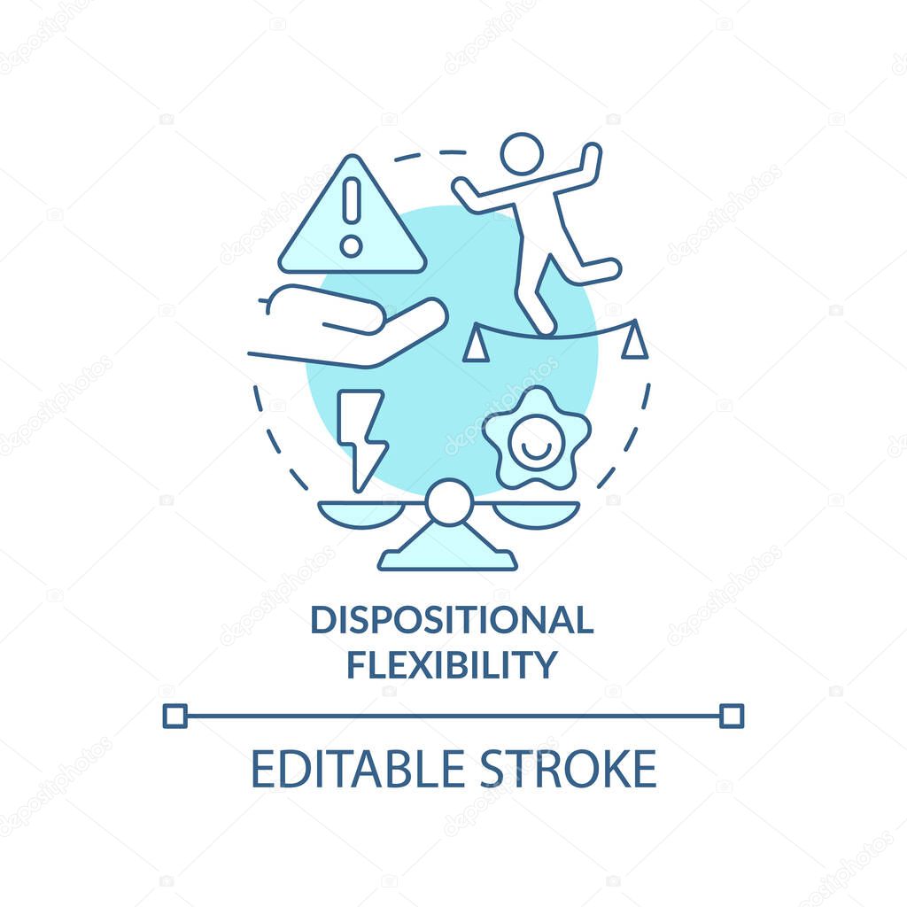 Flexibilidad disposicional icono de concepto de turquesa. Líder ...