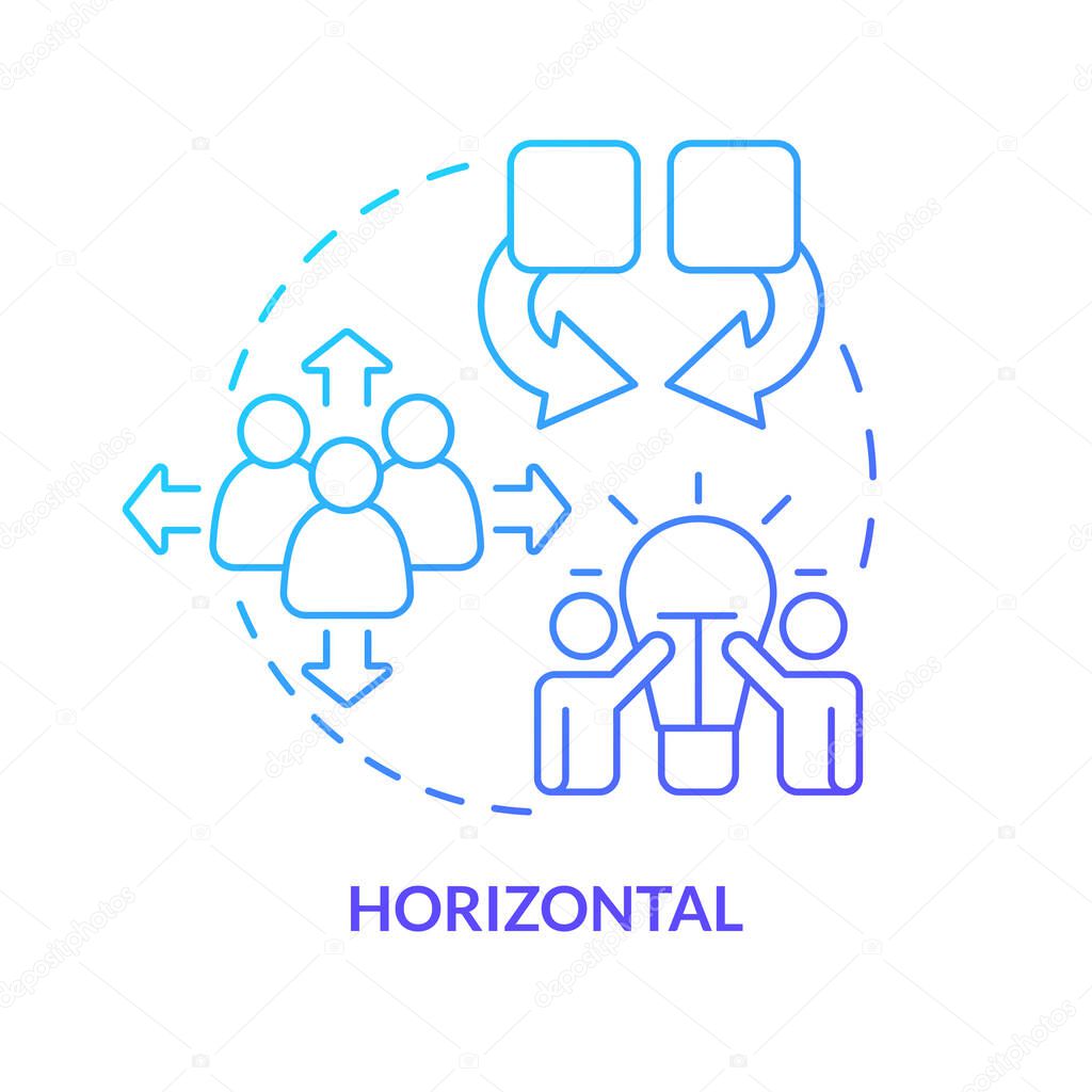 Horizontal business merger blue gradient concept icon. Misma ...