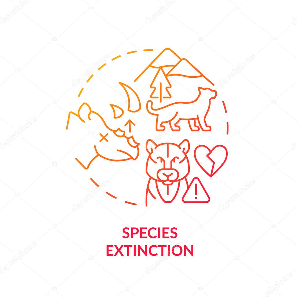 Species extinction red gradient concept icon. Wild animals loss ...