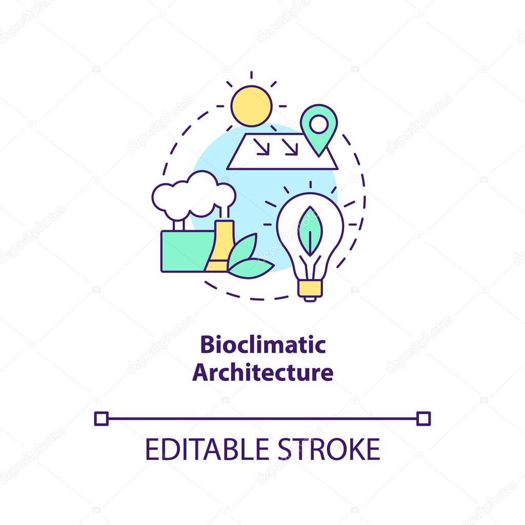 Bioclimatic architecture concept icon. Local climate. Net zero design ...