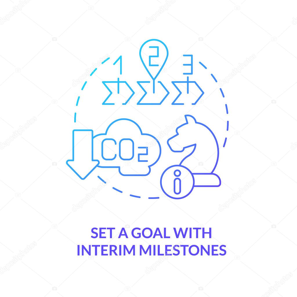 Set goal with interim milestones blue gradient concept icon ...