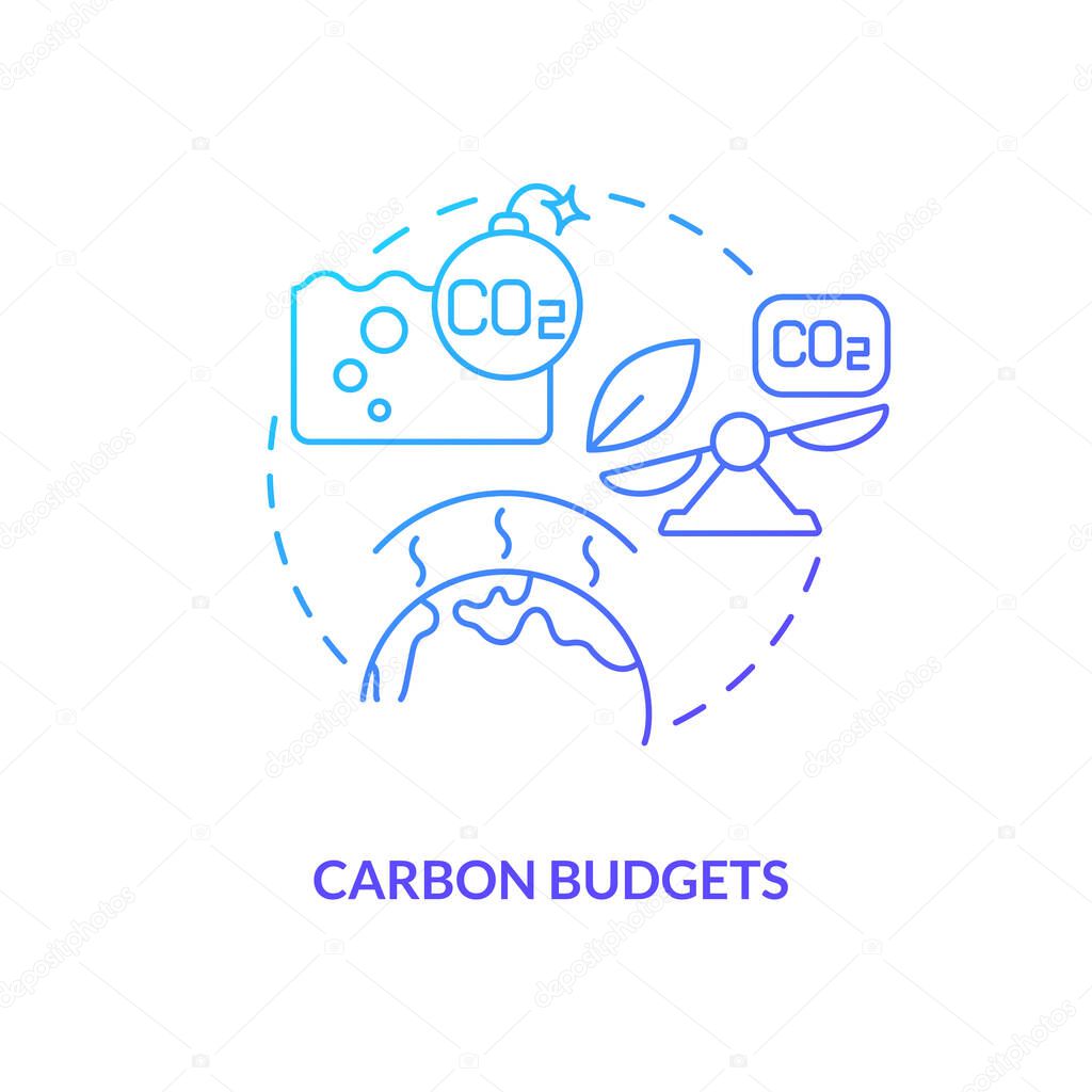 Carbon budgets blue gradient concept icon. CO2 equivalent measure ...