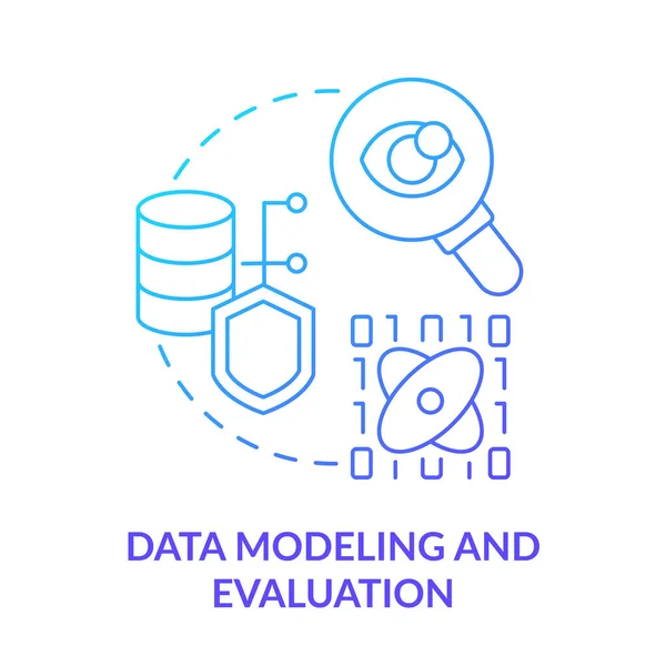 Data modeling and evaluation blue gradient concept icon. Expertise. Machine learning engineer ...