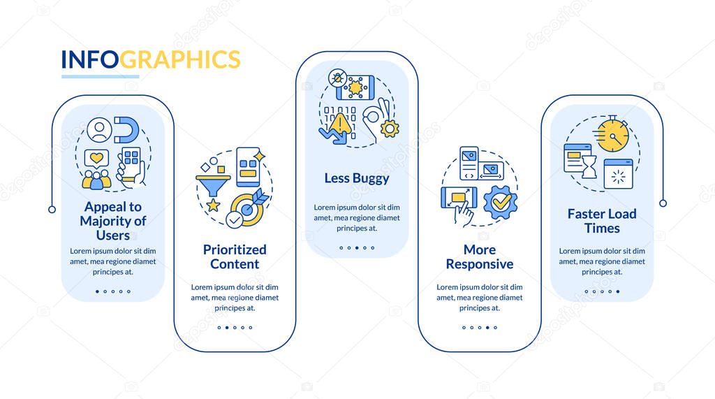 Advantages of mobile first design blue rectangle infographic template ...