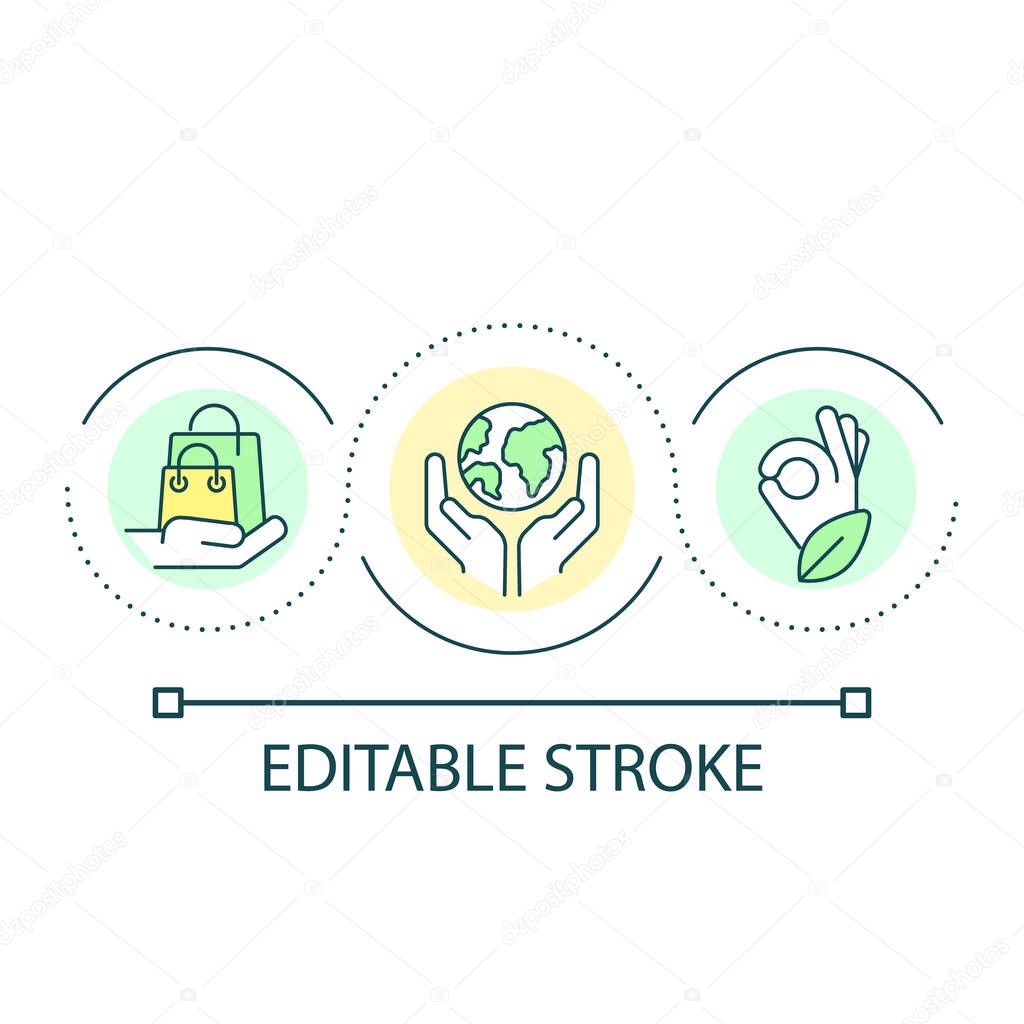 Eco amigable icono concepto de bucle de compras. Negocio sostenible ...