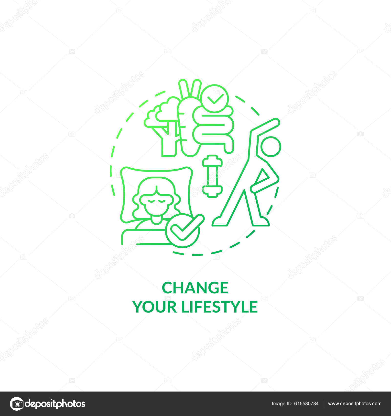 Change Your Lifestyle Green Gradient Concept Icon Maintain Healthy ...