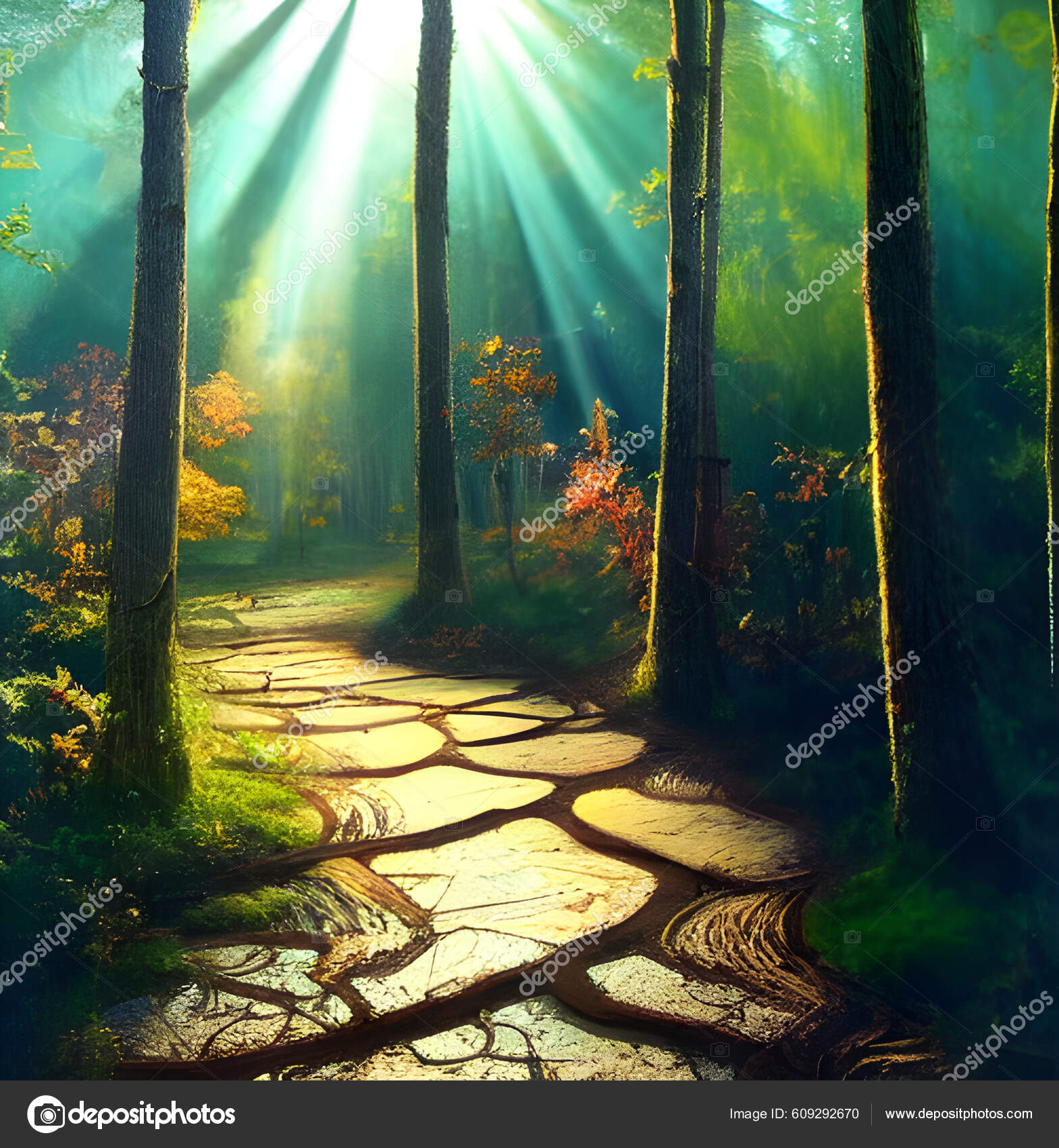 Sunlight Through Forest