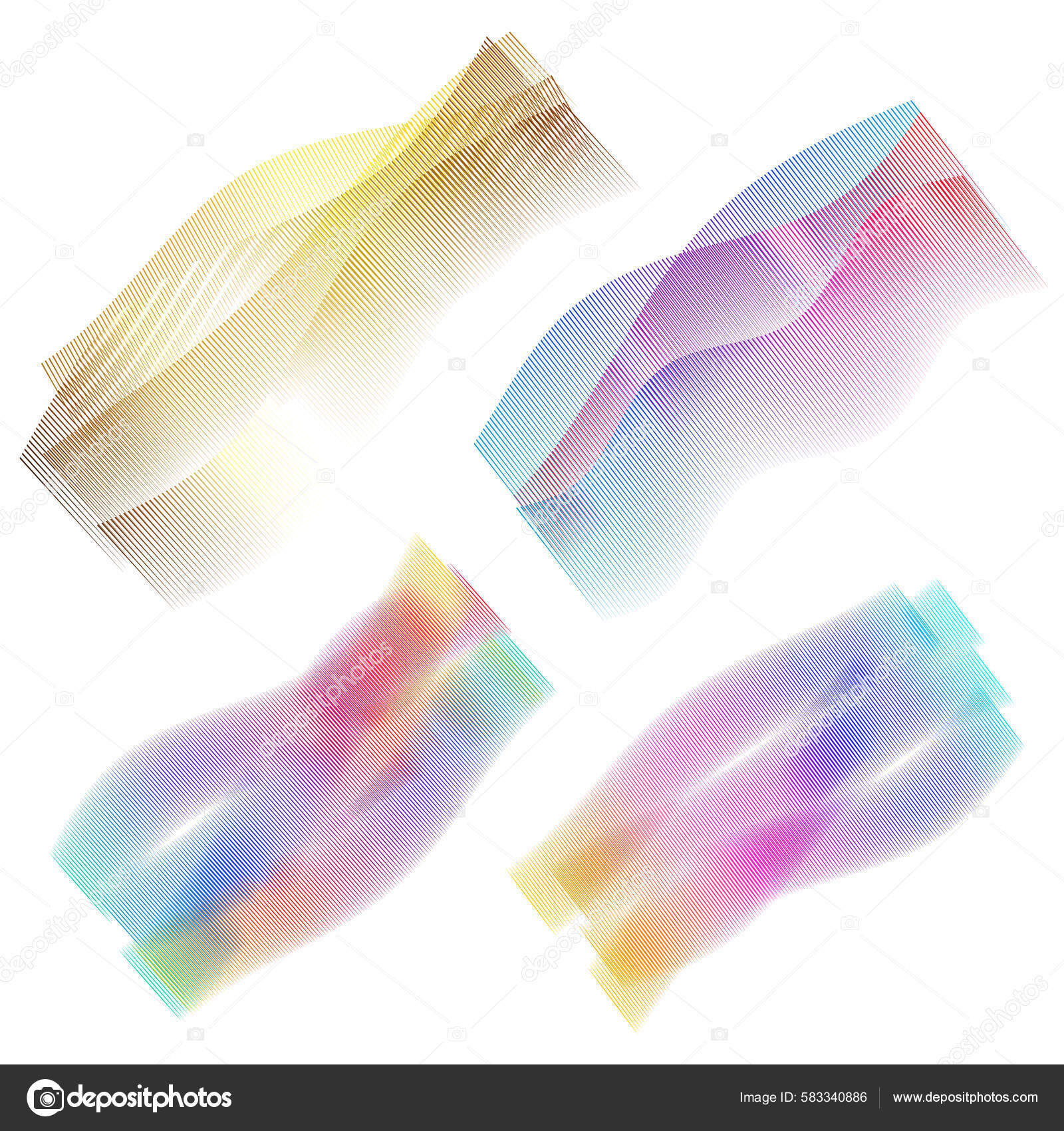 Set Abstract Lines Colors Design Element White Background Waves Vector ...